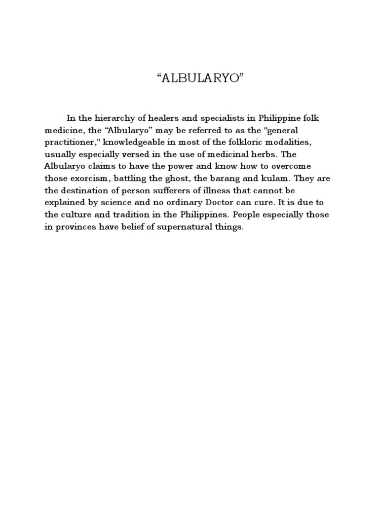 Albularyo Explanation | PDF | Health Care | Health Sciences