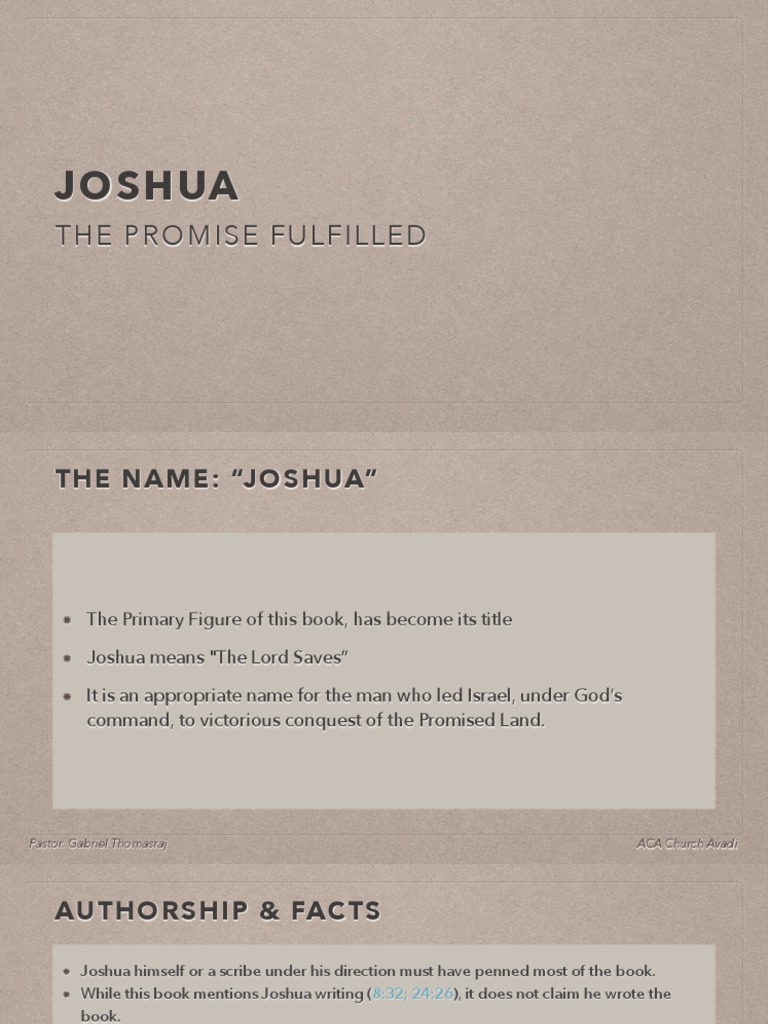 Joshua - Overview | PDF | Joshua | Book Of Genesis