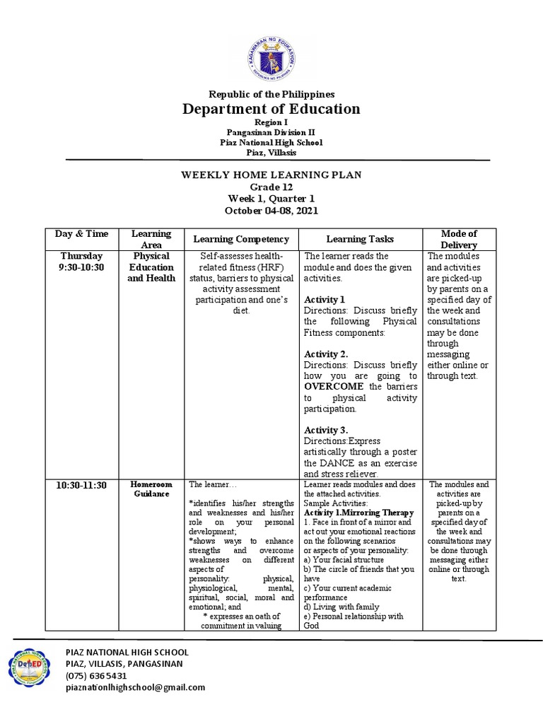 WHLP Grade 12 (Hope & HGP) - Sy 2021-2022 | PDF | Learning ...