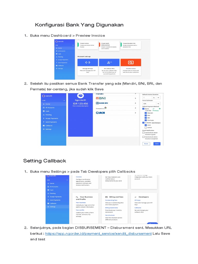 Panduan Konfigurasi Bank & Callback | PDF | Bisnis