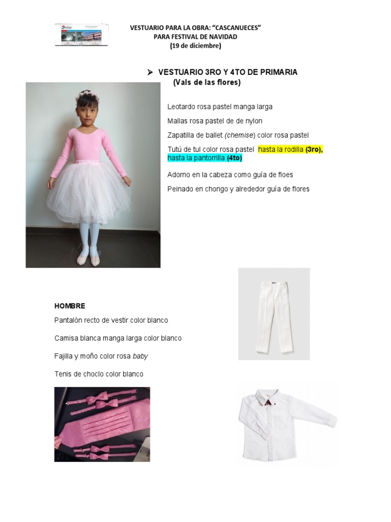 Vestuario Cascanueces 3ro y 4ro de Primaria | PDF