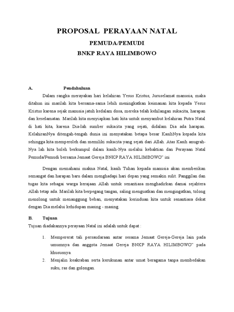 Proposal Perayaan Natal Pemuda BNKP Raya Hilimbowo | PDF