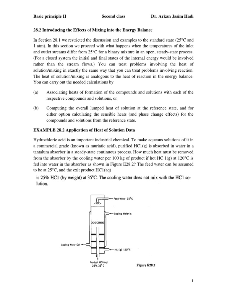 Energy Balance in Mixing Processes | PDF | Enthalpy | Solution