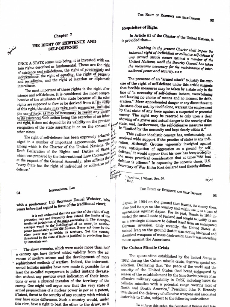 The Right of Existence and Self-Defense | PDF | World Politics | United ...