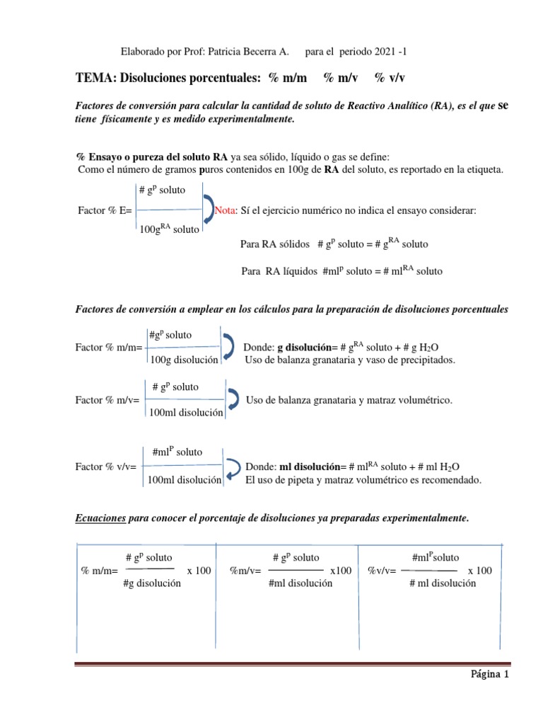 Ejercicios Resueltos Disoluciones % Corregido | PDF | Concentración | Solución