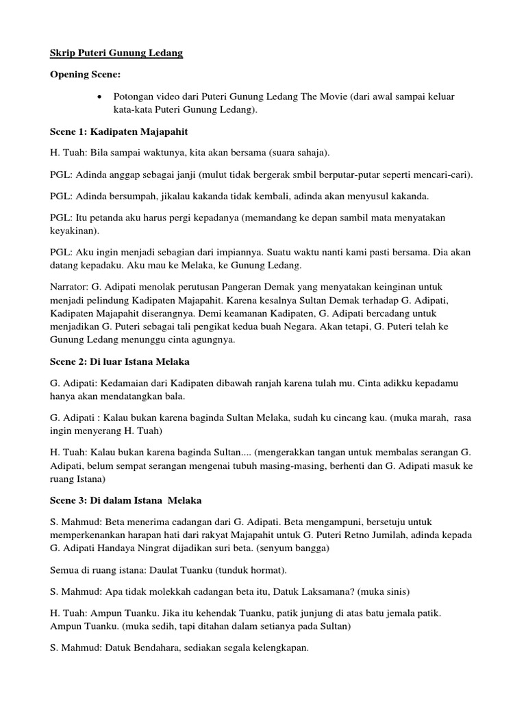 Skrip Puteri Gunung Ledang | PDF