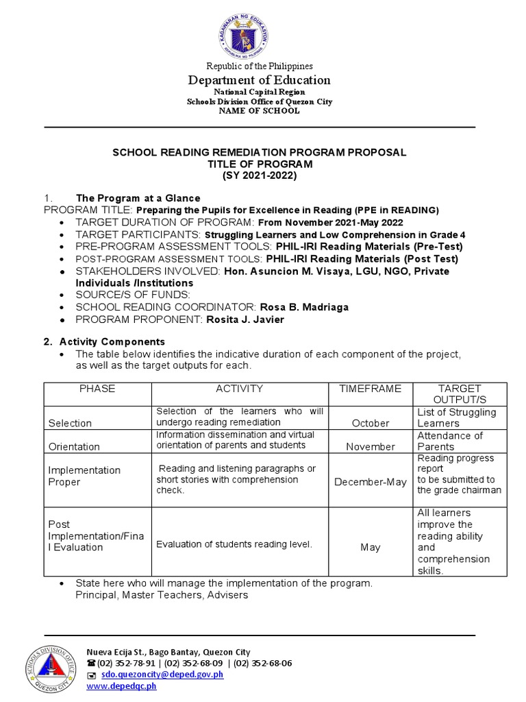 Grade4-SCHOOL READING REMEDIATION PROGRAM PROPOSAL-edited | Download ...