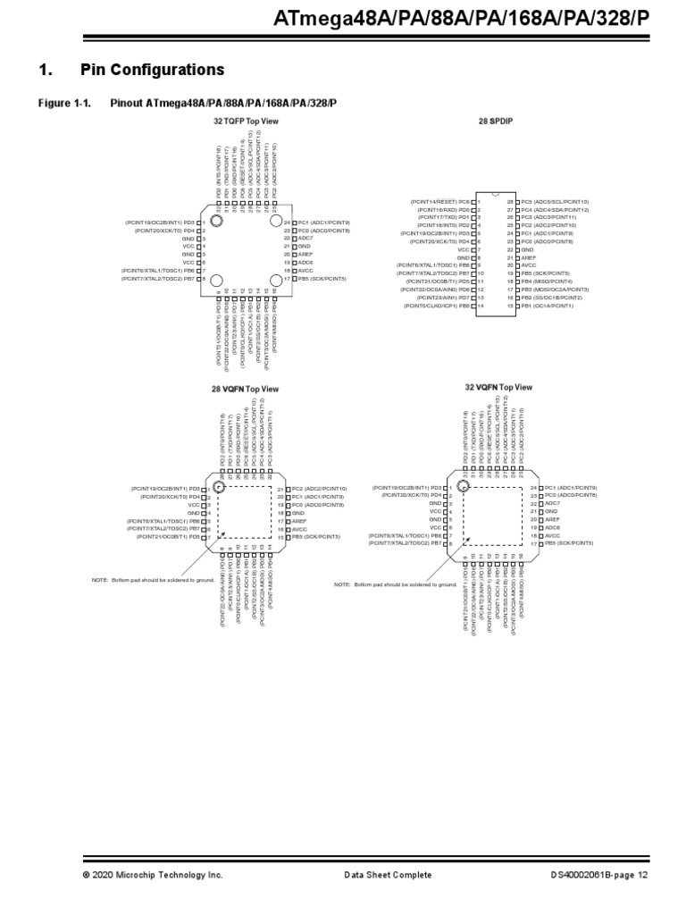 ATmega48A, ATmega48PA, ATmega88A, ATmega88PA, ATmega168A, ATmega1688PA ...
