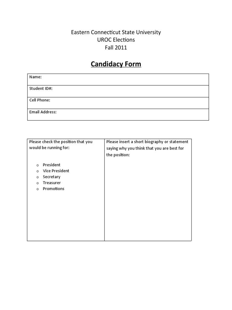 UROC Candidacy Form | PDF