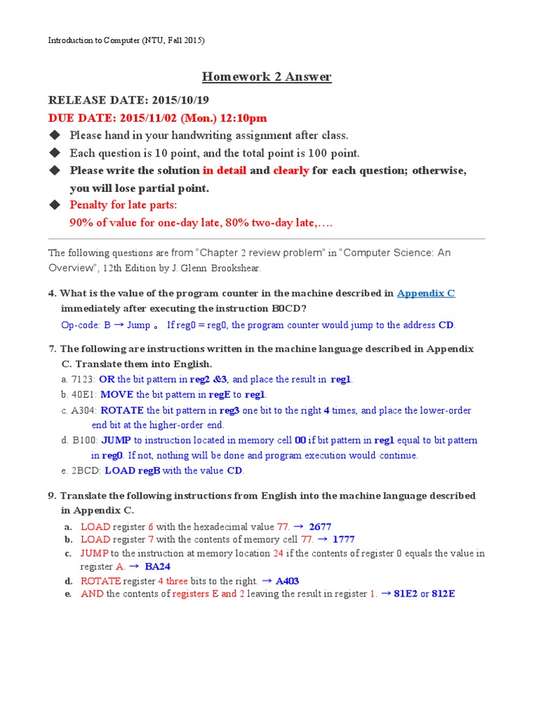NTU Computer Introduction Homework 2"TITLE"Homework 2 Solutions for NTU ...