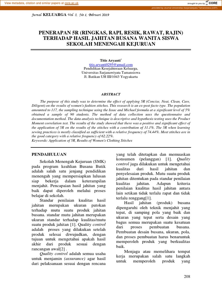 Penerapan 5R (Ringkas, Rapi, Resik, Rawat, Rajin) Terhadap Hasil ...