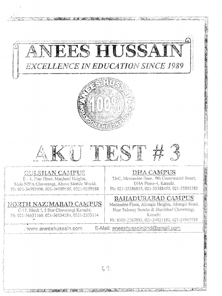 AKU - Test - 03 Campus 1 | PDF