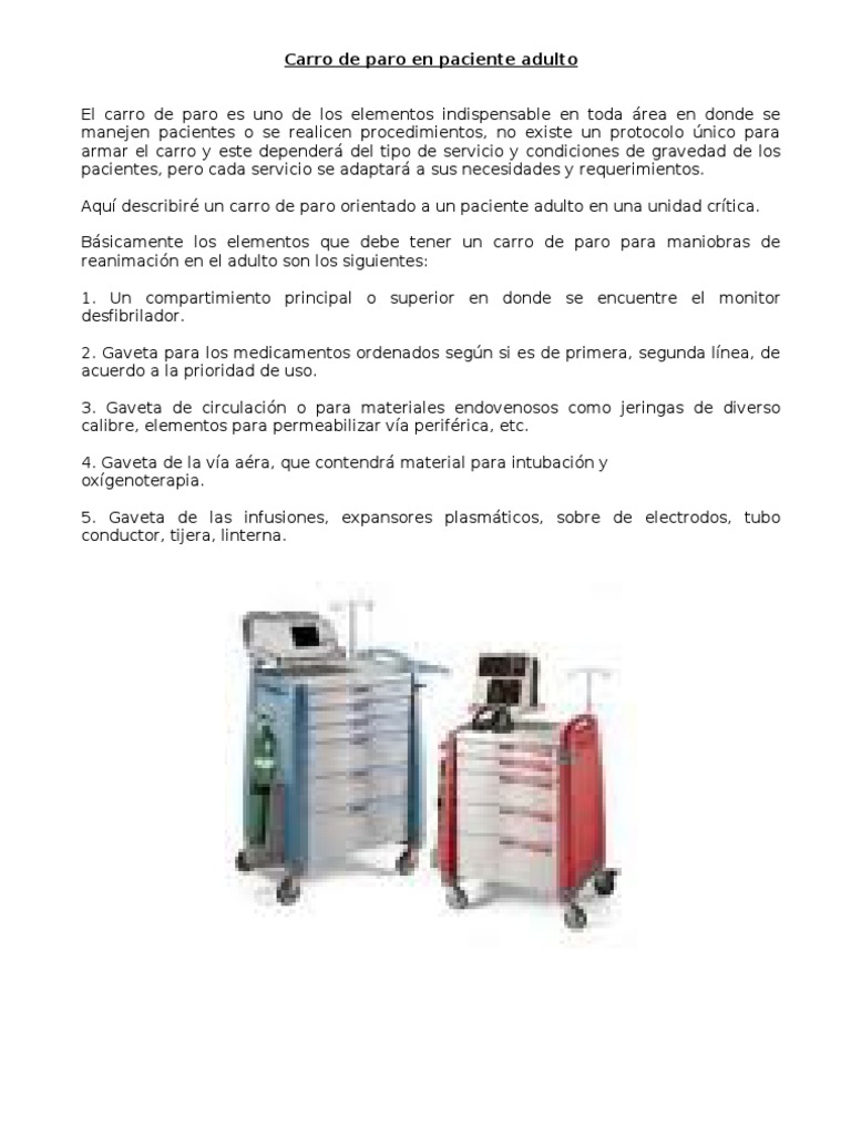 Carro De Paro En Paciente Adulto 06 04 Pdf Paramédico Reanimación