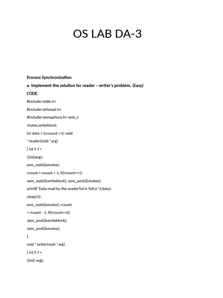 Implementing Producer-Consumer Synchronization Using Semaphores | PDF ...