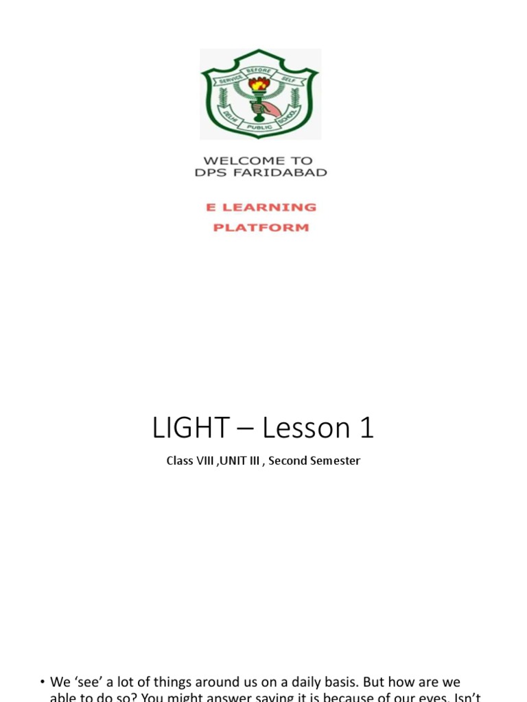Light Lesson 1 | PDF | Reflection (Physics) | Mirror