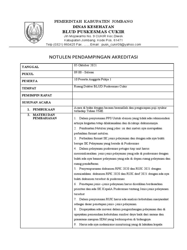 NOTULEN Pokja 1 | PDF