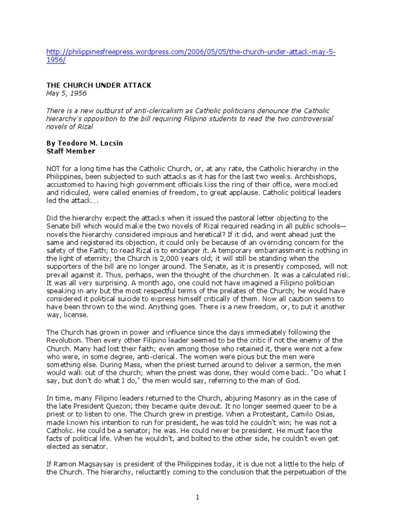 The Church Under Attack | PDF | Catholic Church | Philippines