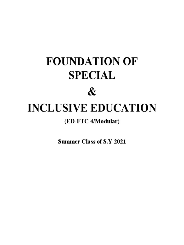 Foundations of Special & Inclusive Education | PDF | Special Education ...