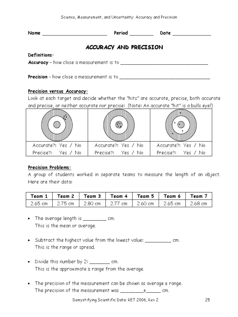 Science, Measurement, and Uncertainty: Accuracy and Precision | PDF ...