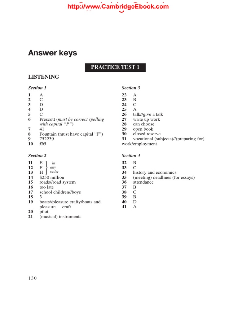 Listening Assessment Answer Key | PDF