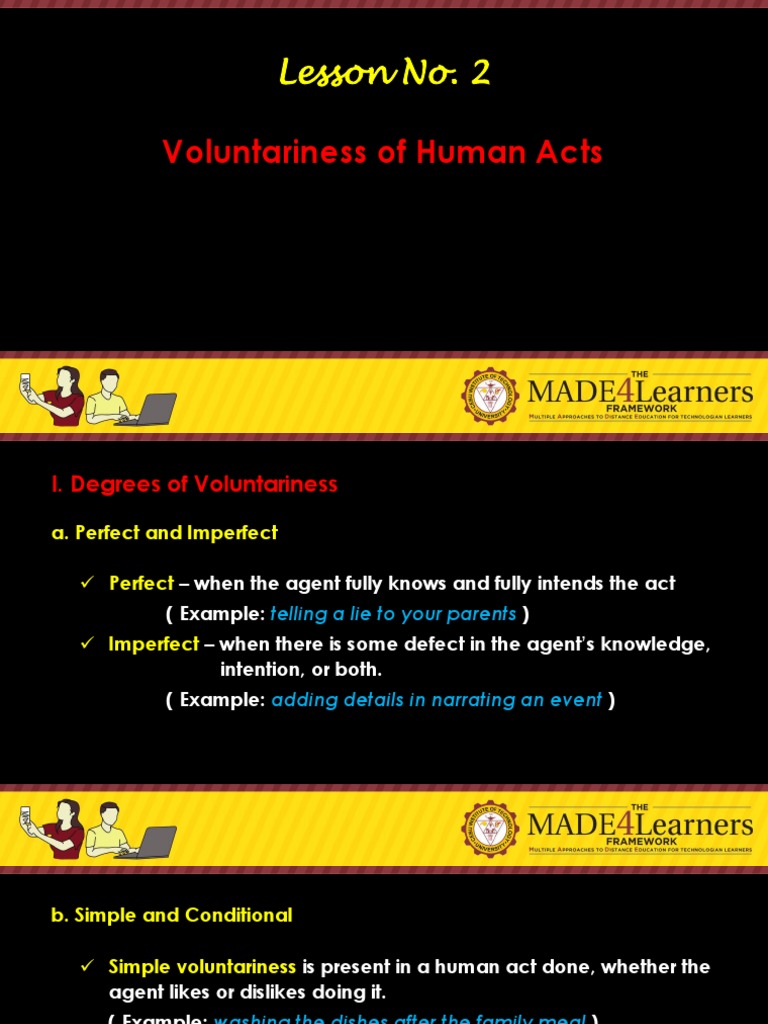 B. Voluntariness of Human Acts | PDF | Baptism | Social Institutions