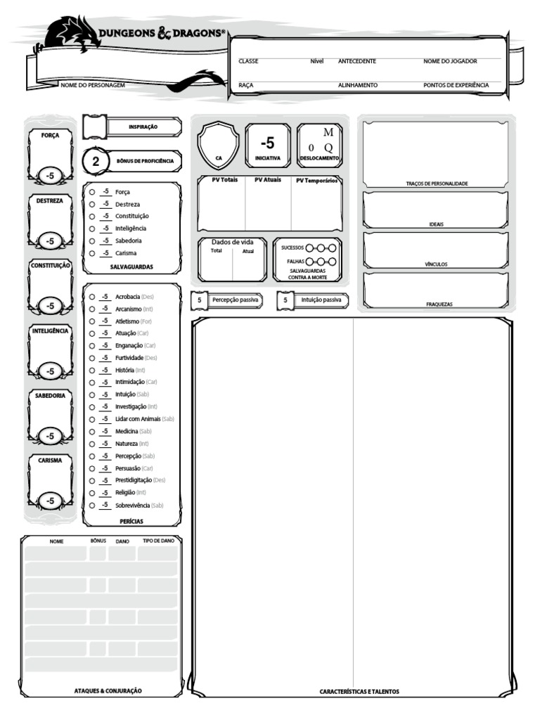 D&D 5e - Ficha Personalizada | PDF | Dungeons & Dragons (jogo)