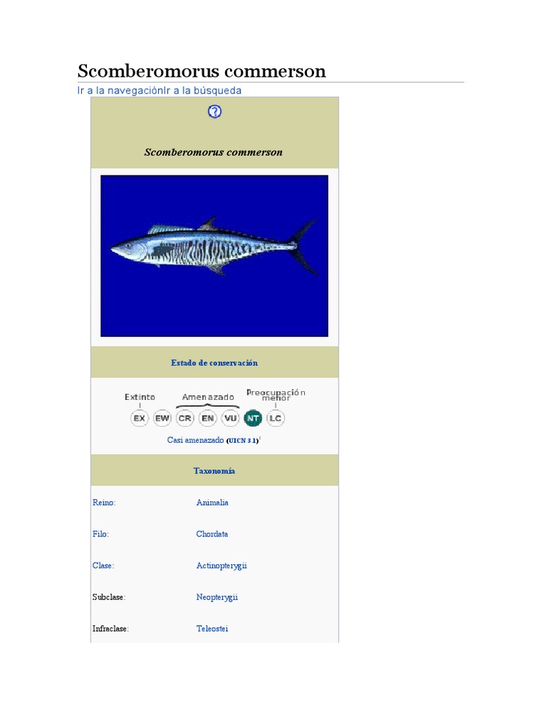 Estado de conservación de Scomberomorus commerson | PDF | Pescado ...