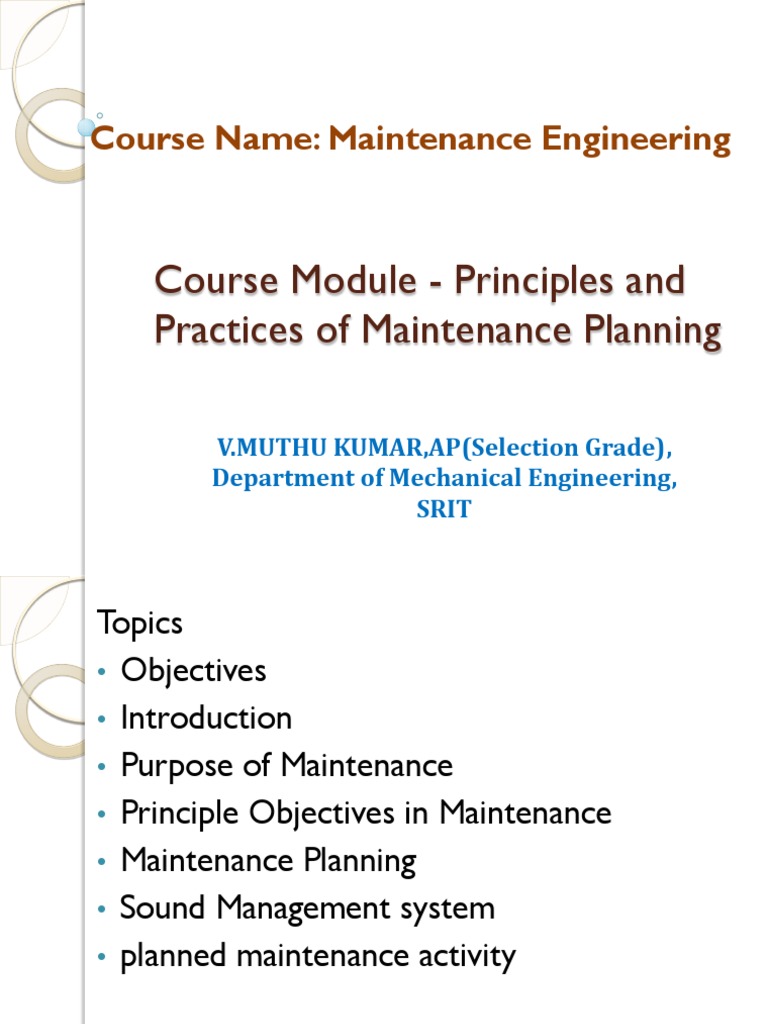 Maintenance Engineering | PDF | Reliability Engineering