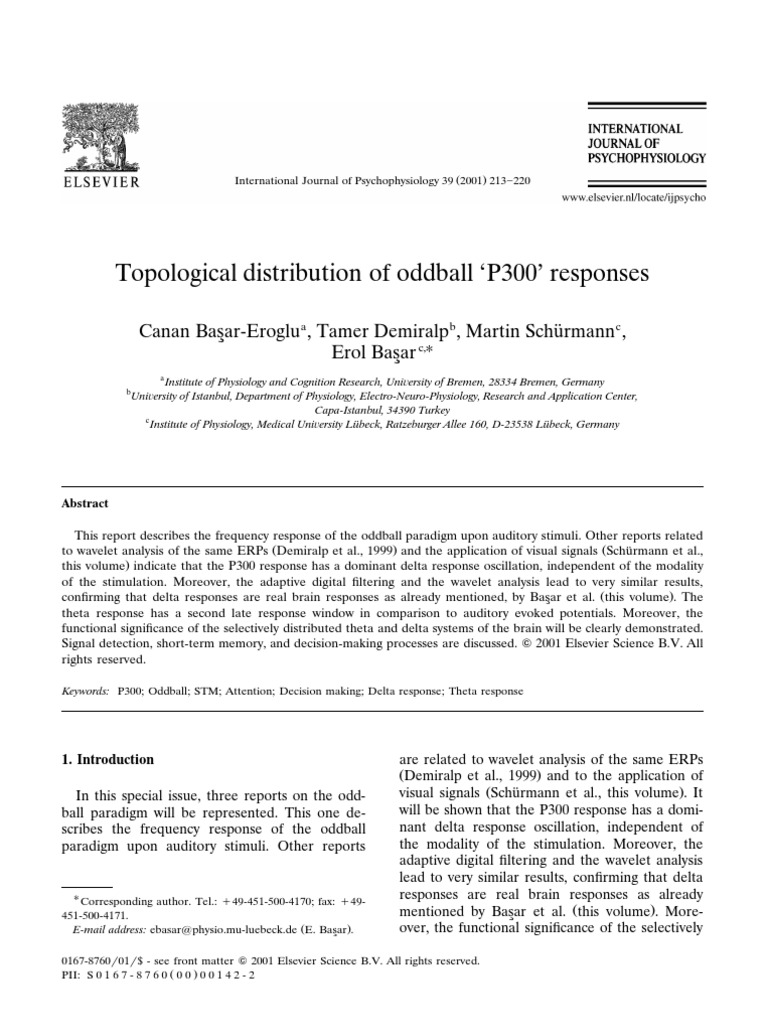 Topological Distribution of Oddball P300' Responses | PDF | Event ...