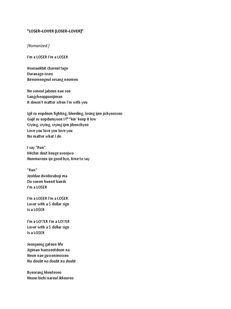 Loser Lyrics | PDF