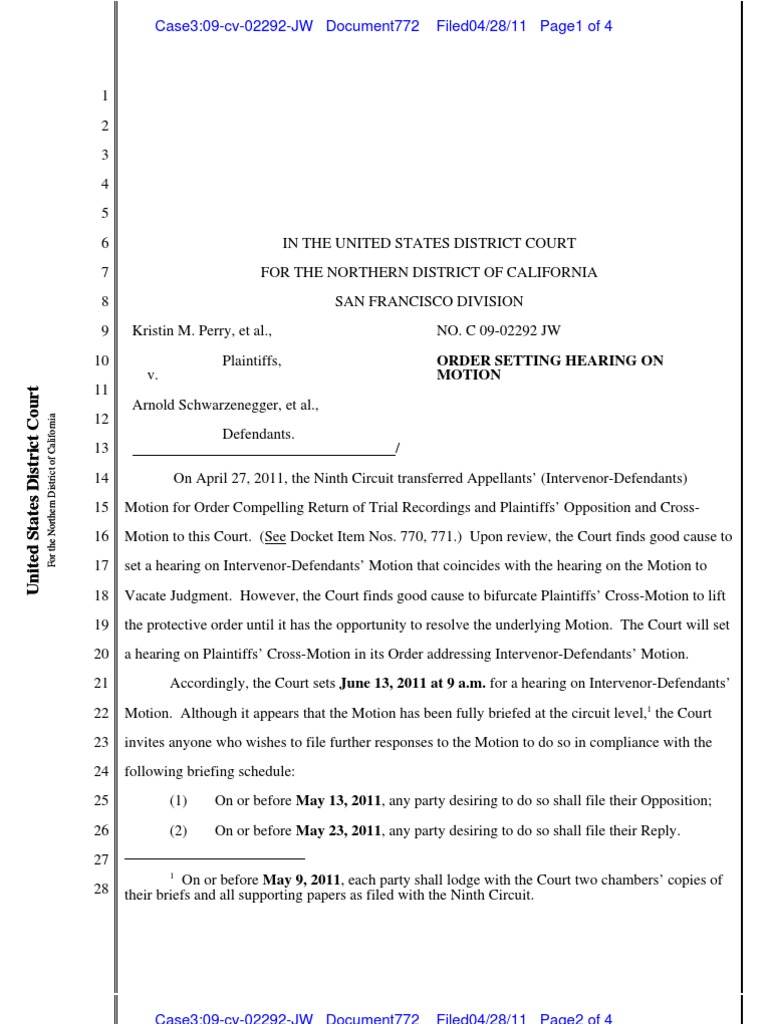 Order Setting Hearing On Motion | PDF | Judiciaries | Legal Concepts