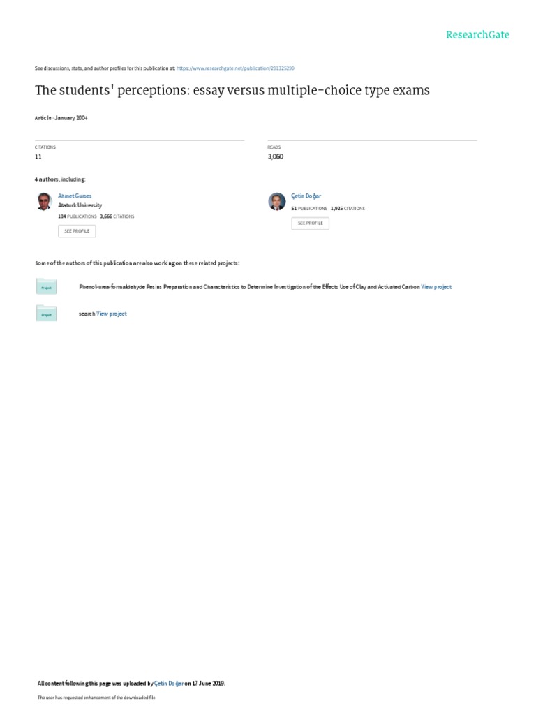 Modul 2.1 Essay Test VS Multiple Choice | Download Free PDF | Multiple ...