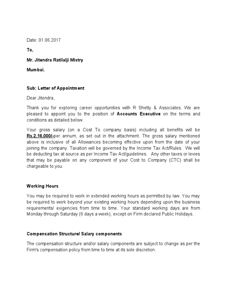 To, Mr. Jitendra Ratilalji Mistry Mumbai | PDF | Taxes | Salary