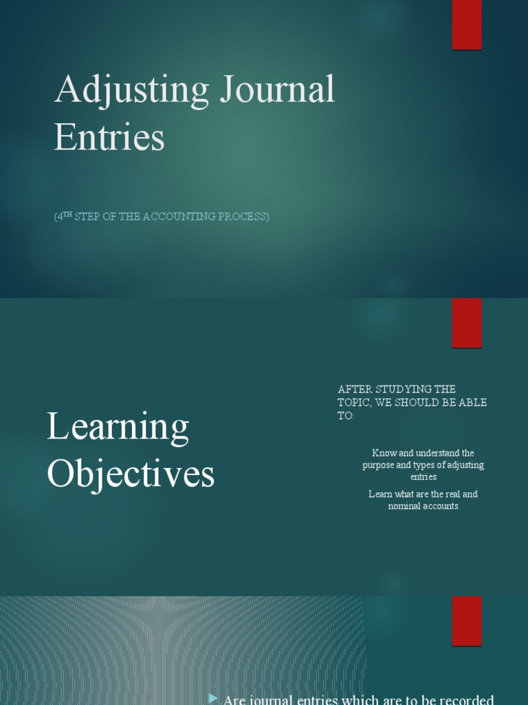 Adjusting Journal Entries: (4 Step of The Accounting Process) | PDF ...