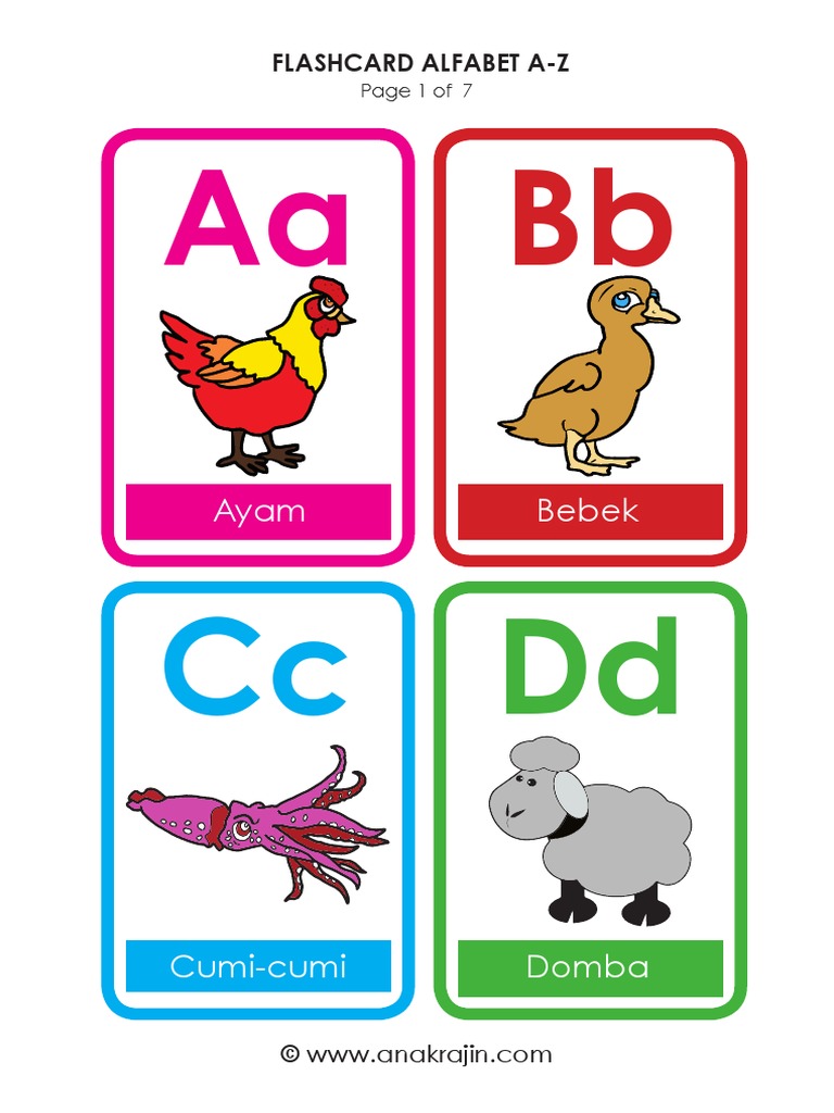 Bebek Ayam: Flashcard Alfabet A-Z | PDF