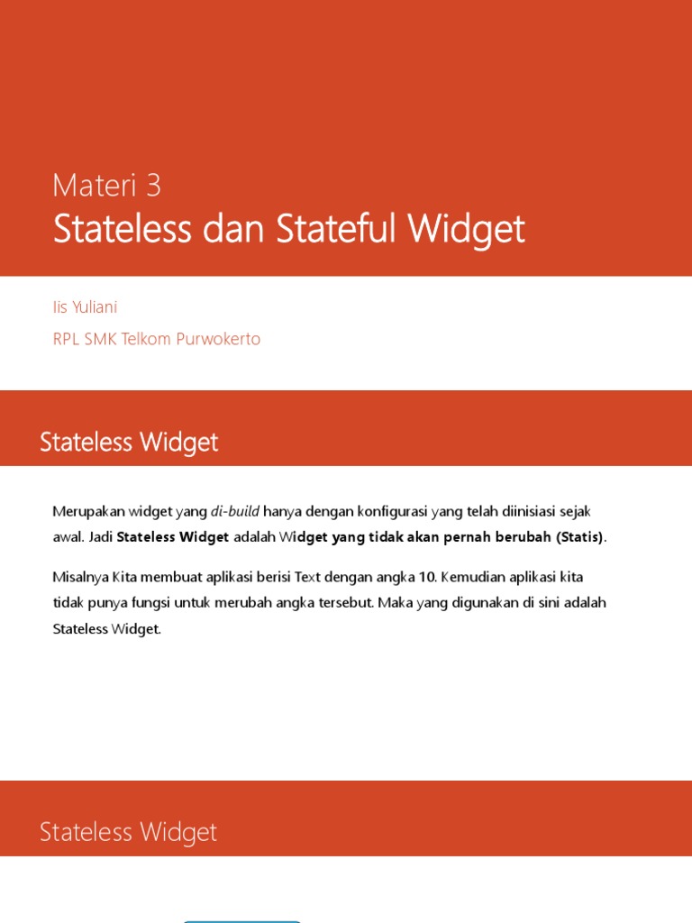 Materi 3 Stateless Dan Stateful Widget | PDF