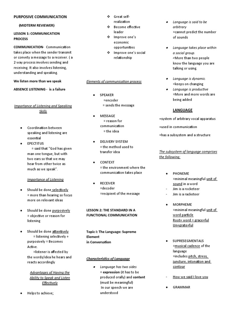 Purposive Communication: Characteristics of Language | PDF | English Language | Communication