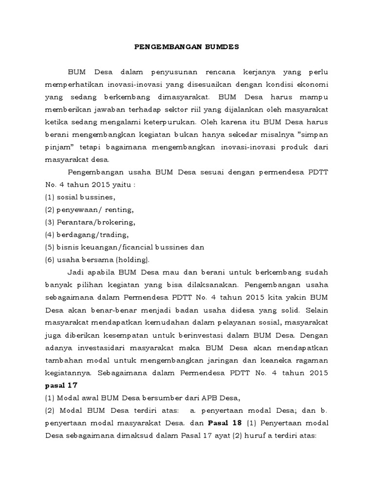 Penyusunan Rencana Usaha Bumdes | PDF