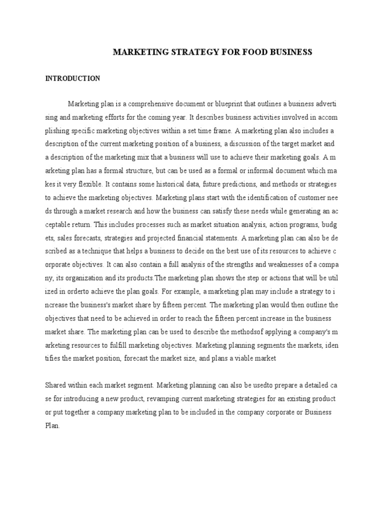 Marketing Strategy For Food Business | PDF | Marketing | Equity (Finance)
