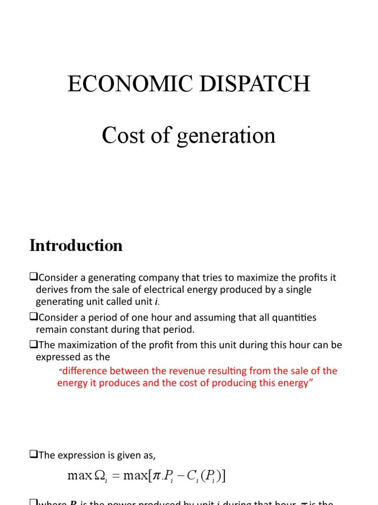 Economic Dispatch Optimization Guide | PDF