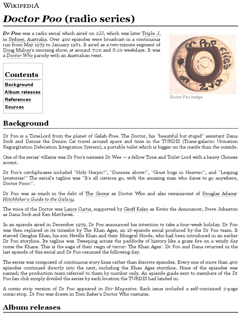 Doctor Poo (Radio Series) | PDF