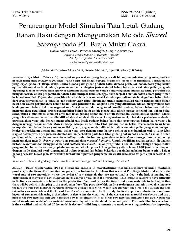 Simulasi Tata Letak Gudang PT BMC | PDF