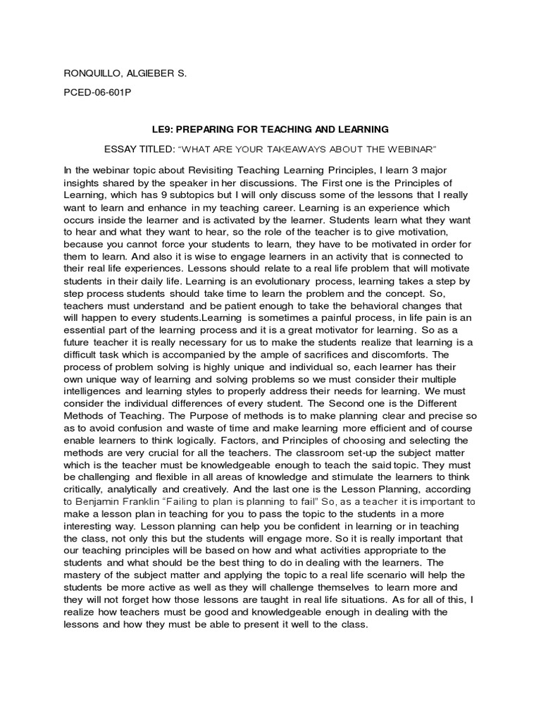 Teaching Insights from a Webinar | PDF | Learning | Lesson Plan