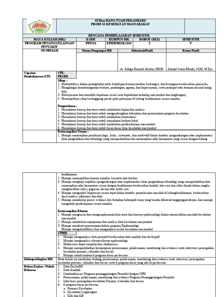 RPS Program Penanggulangan Penyakit | PDF | Karier & Perkembangan ...