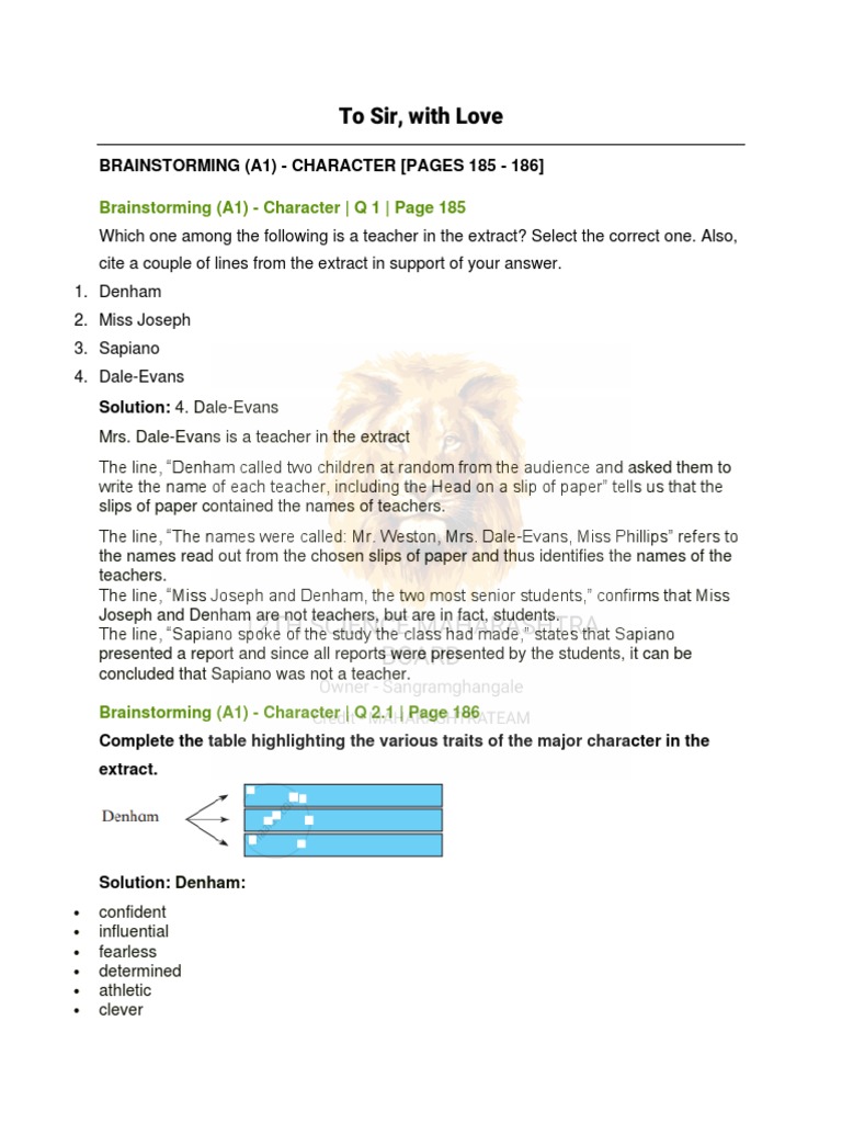 Chapter 4.2 To Sir With Love Solutions | PDF | Teachers | Physical ...