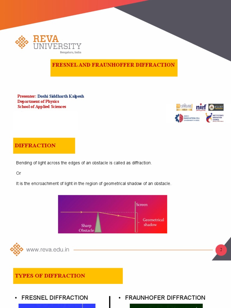 Fresnel and Fraunhoffer Diffraction: Doshi Siddharth Kalpesh | PDF | Diffraction | Periodic ...