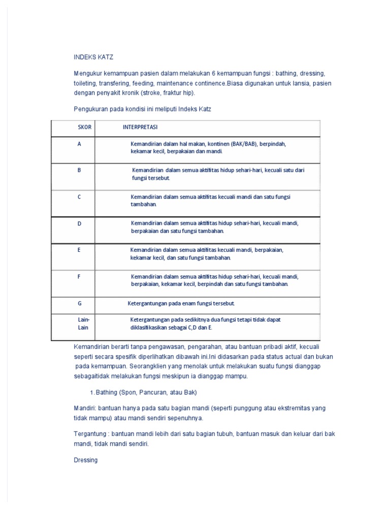 PDF Indeks Katz 1 | PDF