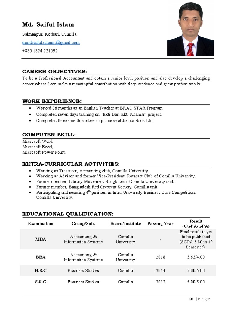 Resume of MD Saiful | PDF | Bangladesh