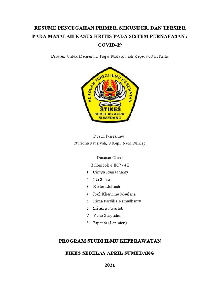 Kelompok 6 IKP B Resume Pencegahan Primer, Sekunder Dan Tersier Pada ...