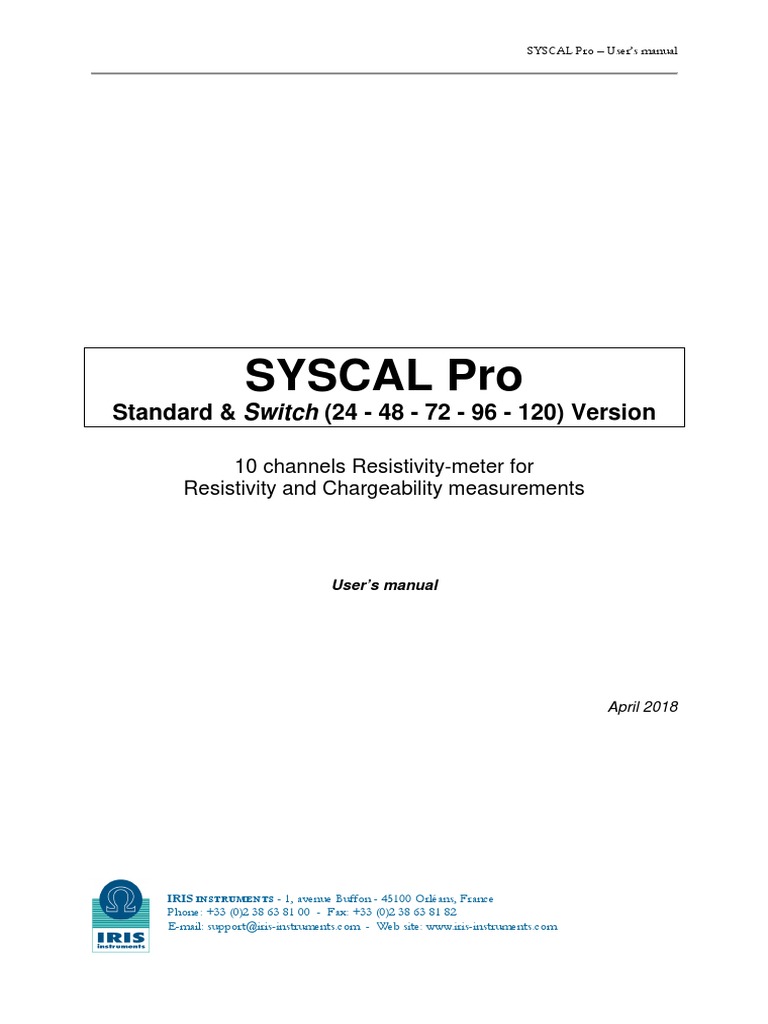 SYSCAL Pro Users Manual SYSCAL Pro Stand | PDF | Electrical Connector ...